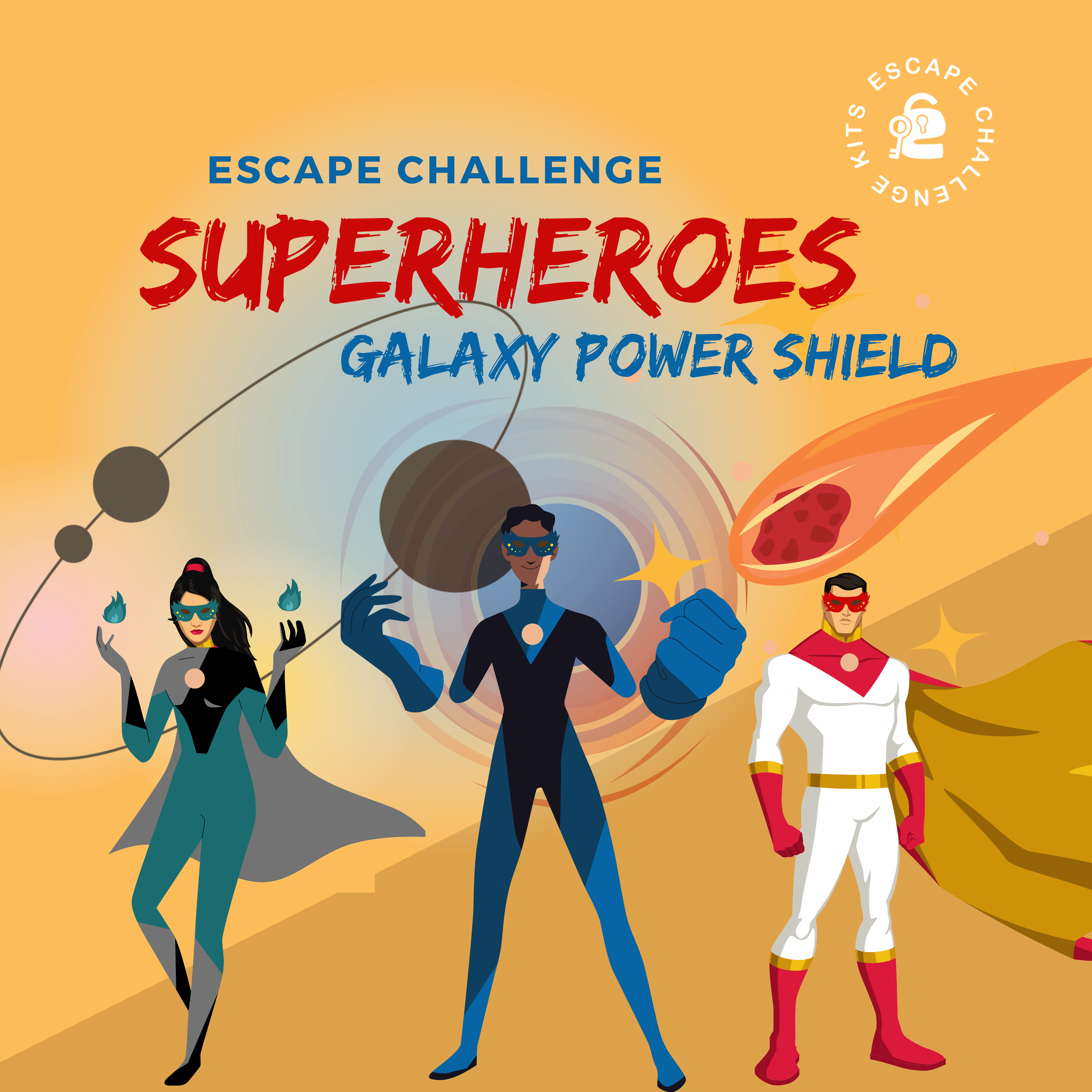 Superheroes Galaxy Shield Escape room game | Escape Challenge Kits